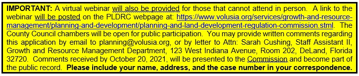 October 21, 2021 PLDRC Agenda