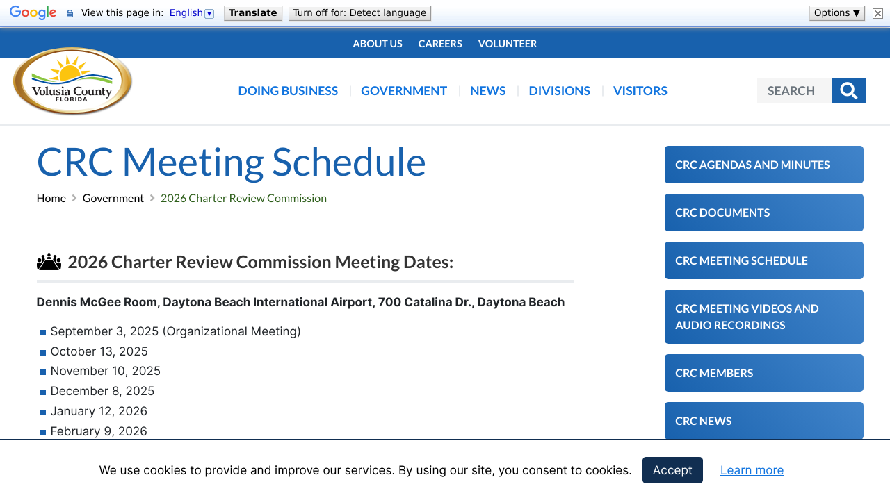 CRC Meeting Schedule
