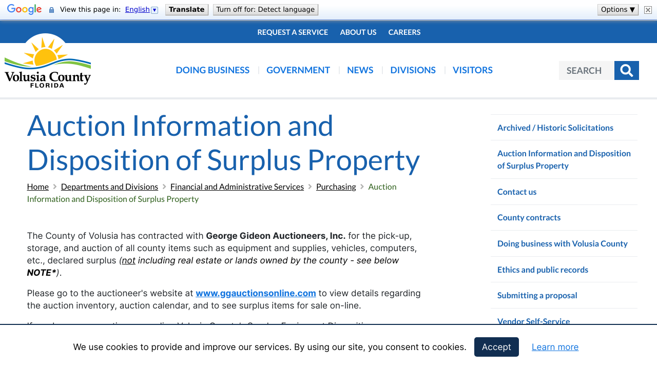 Auction information and disposition of surplus property
