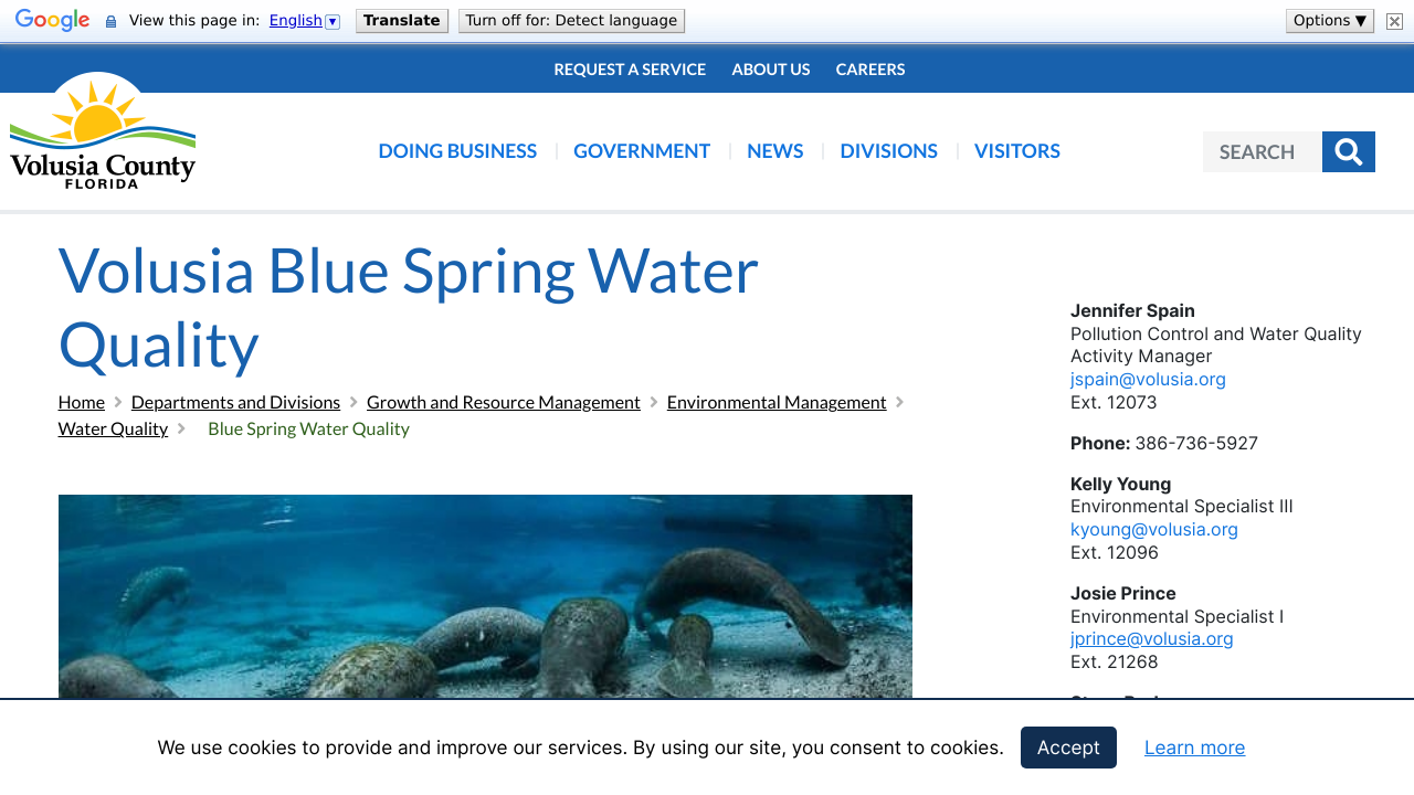 Volusia Blue Spring Water Quality